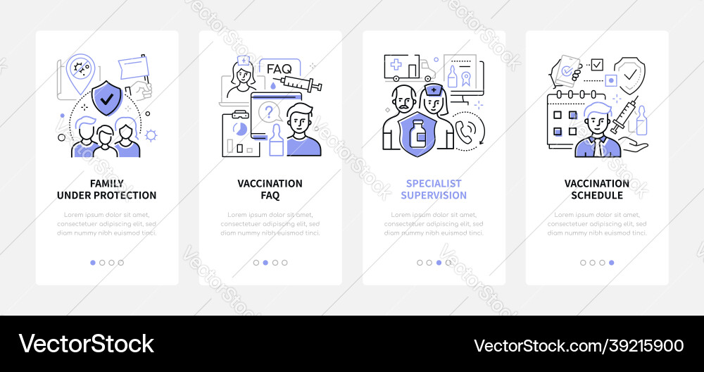 Vaccination - modern line design style banners set