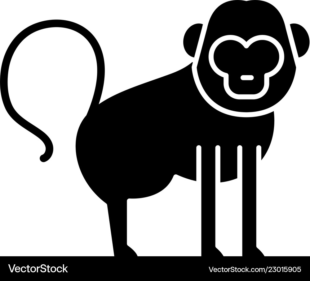 Baboon black icon sign on isolated Royalty Free Vector Image