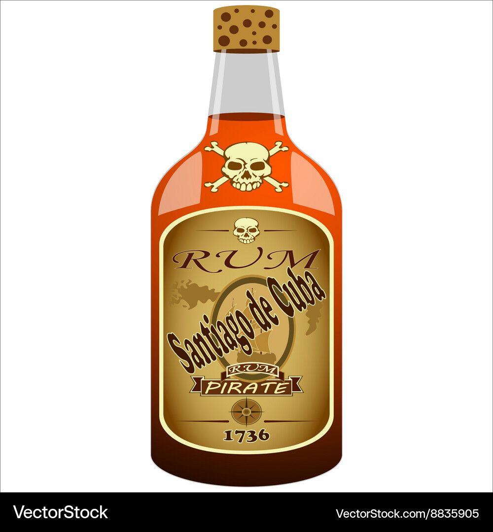 Bottle of pirate rum Royalty Free Vector Image