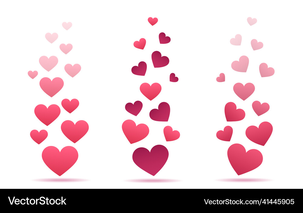 Flying hearts isolated on white background live Vector Image