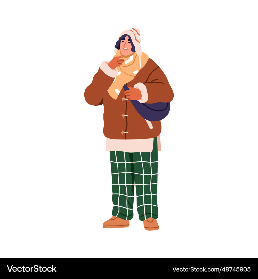 Modern young man in winter apparel warm hat Vector Image