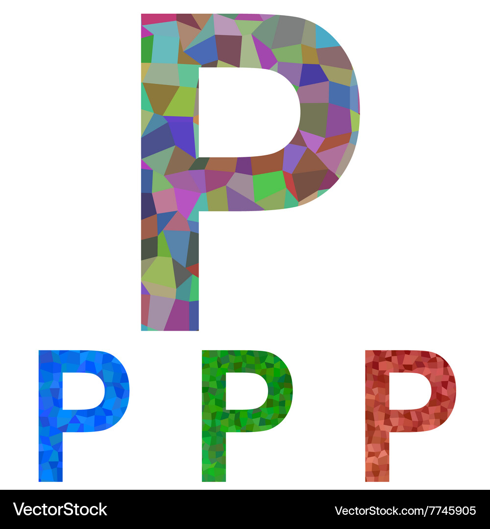 Mosaic font design - letter p Royalty Free Vector Image