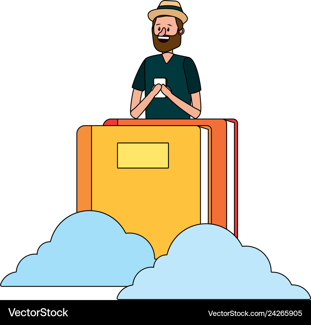 Online education man cartoon Royalty Free Vector Image