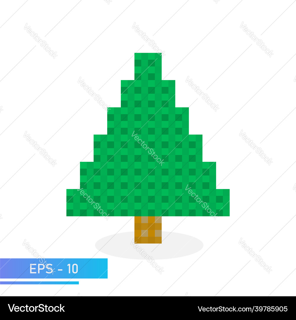Pixel christmas tree in green color modern Vector Image