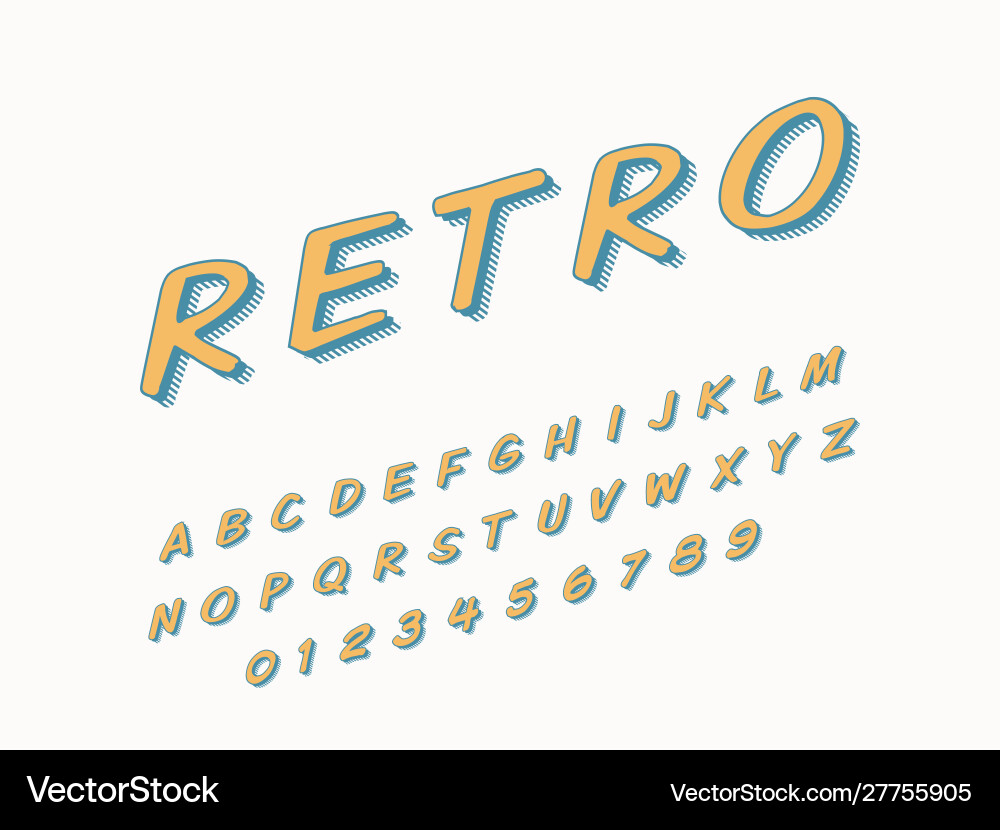 Retro font and alphabet stock Royalty Free Vector Image