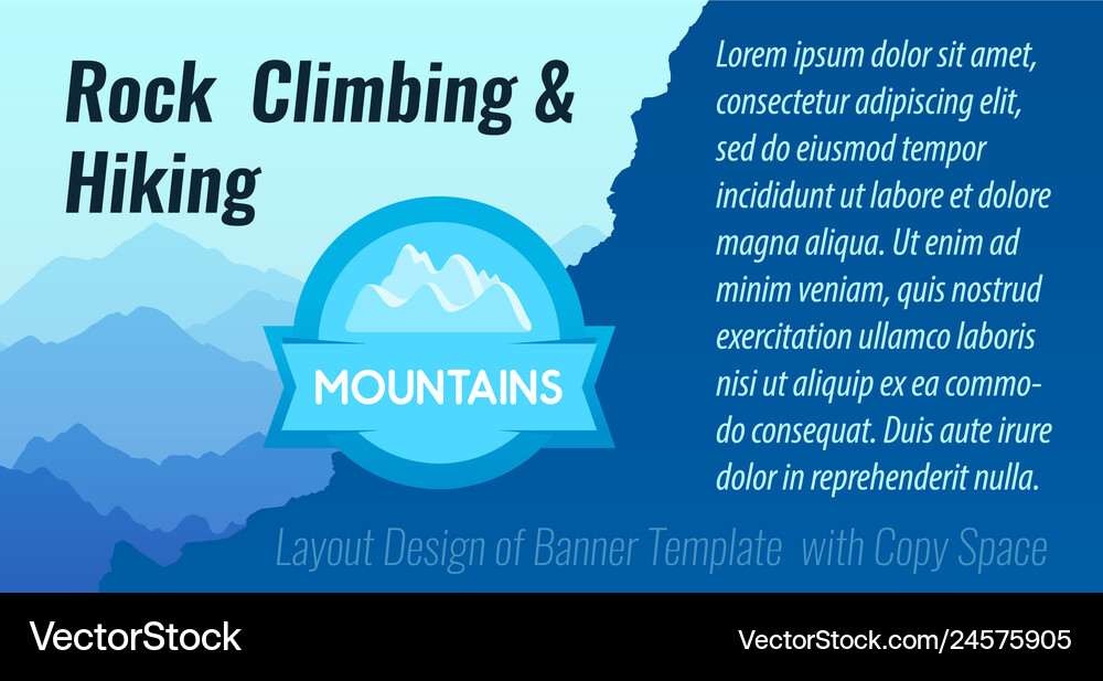 Rock climbing and hiking - layout design Vector Image