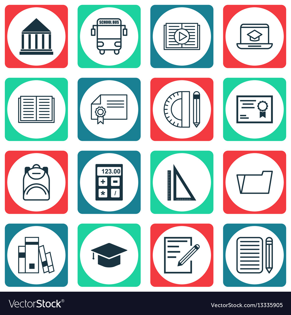 Set of 16 education icons includes Royalty Free Vector Image