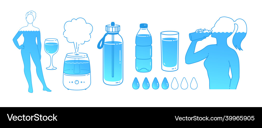 Set of water balance Royalty Free Vector Image
