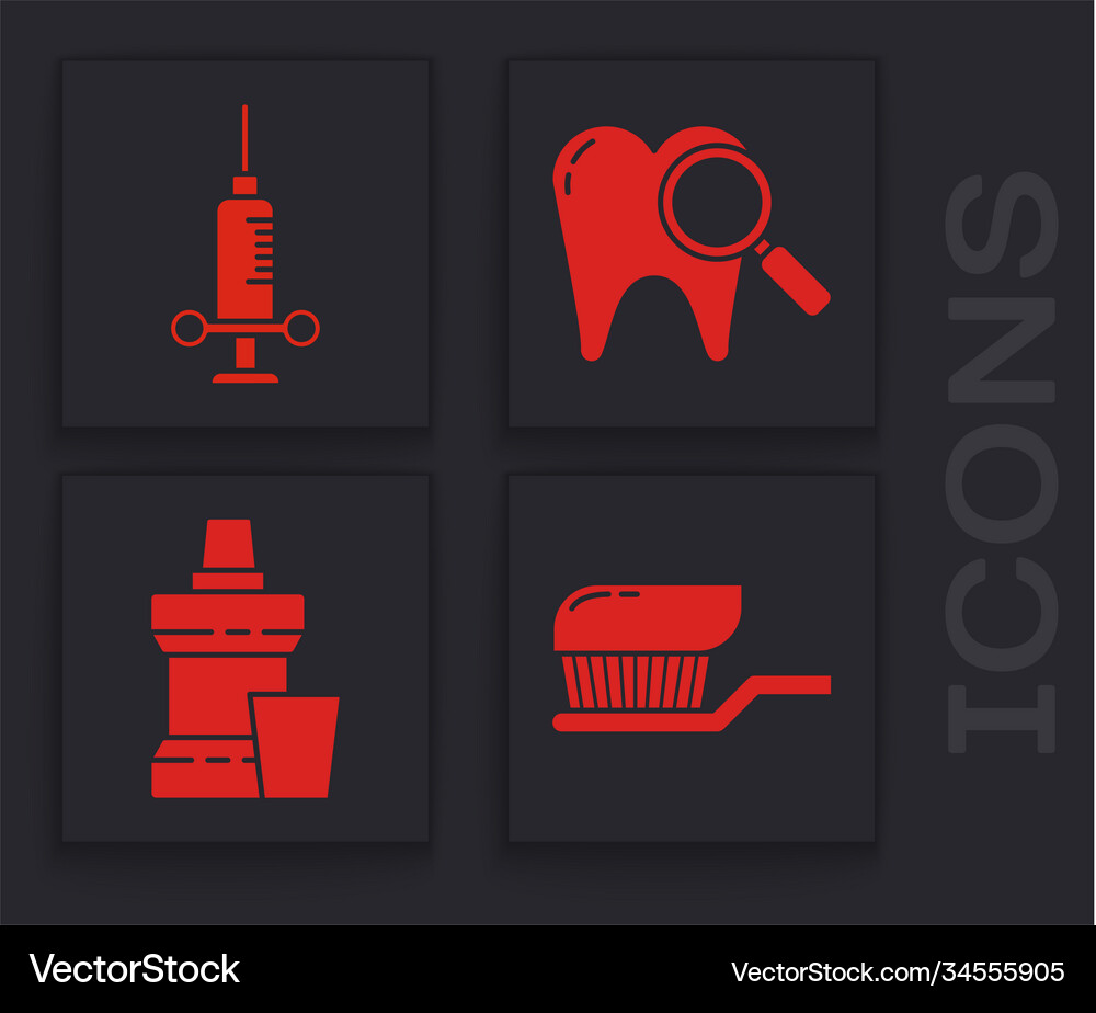 Set toothbrush with toothpaste dental medical Vector Image