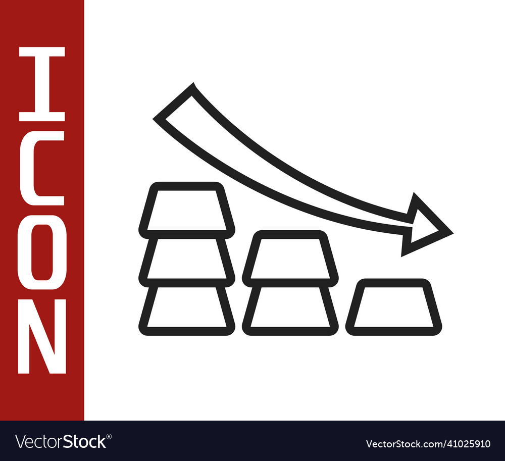 Black line finance falling chart arrow with gold Vector Image