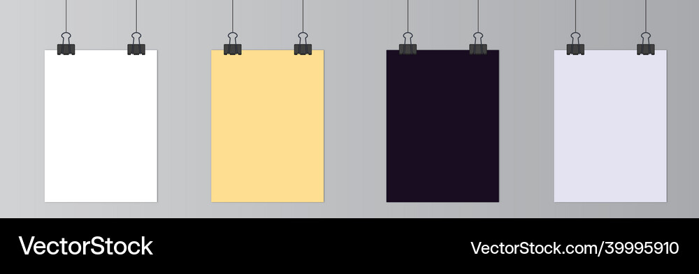Blank hanging paper sheet with blinder clip Vector Image