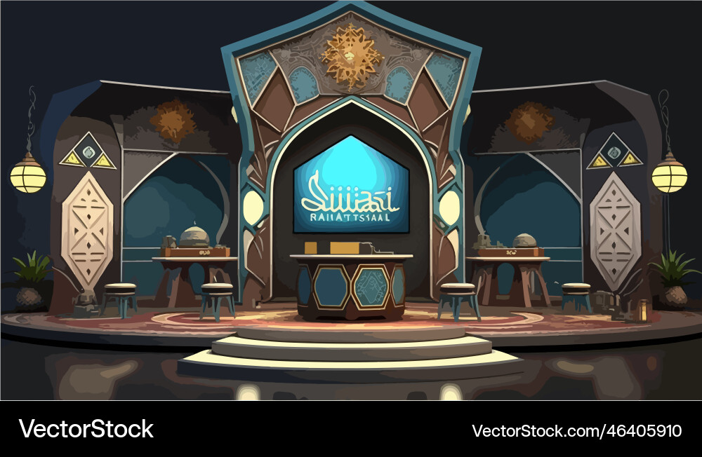 Booth stage islamic event holy mont Royalty Free Vector
