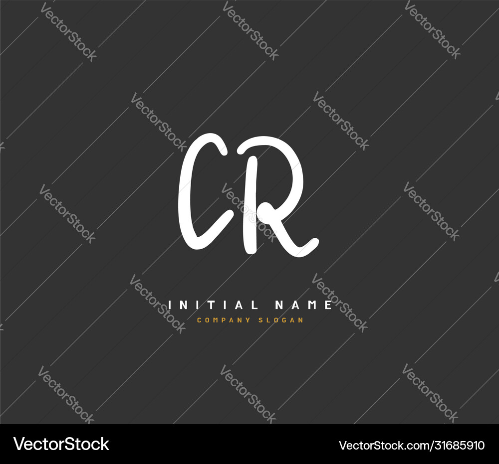 C r cr beauty initial logo handwriting logo Vector Image