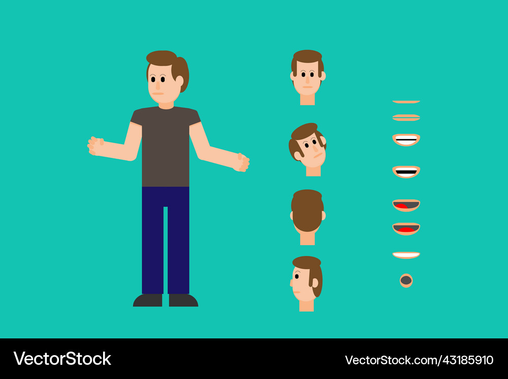 Character of a man with several directions Vector Image