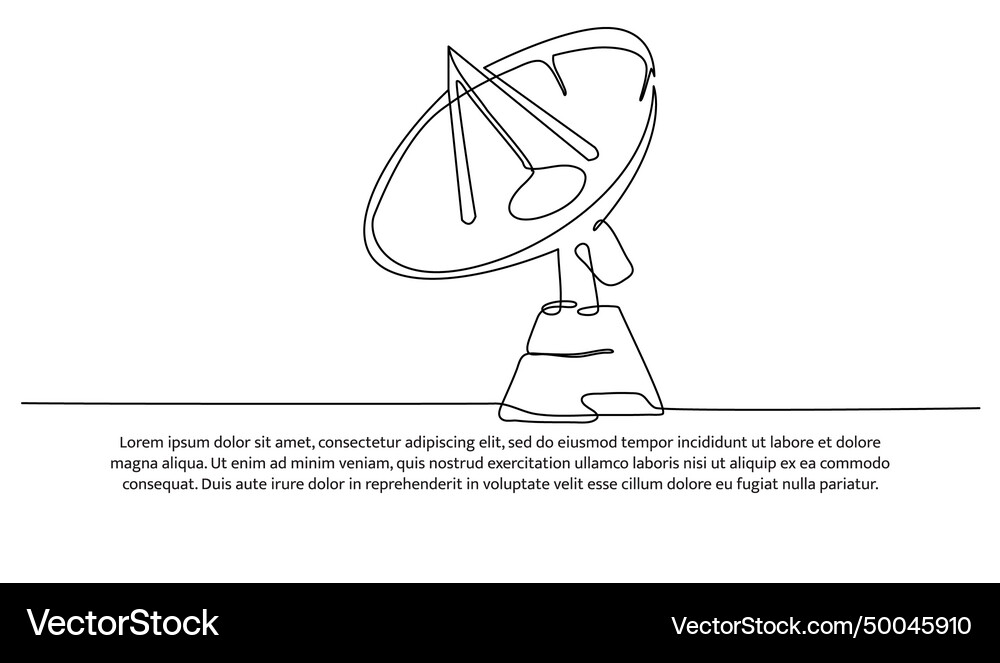 Continuous line design of satellite antenna Vector Image