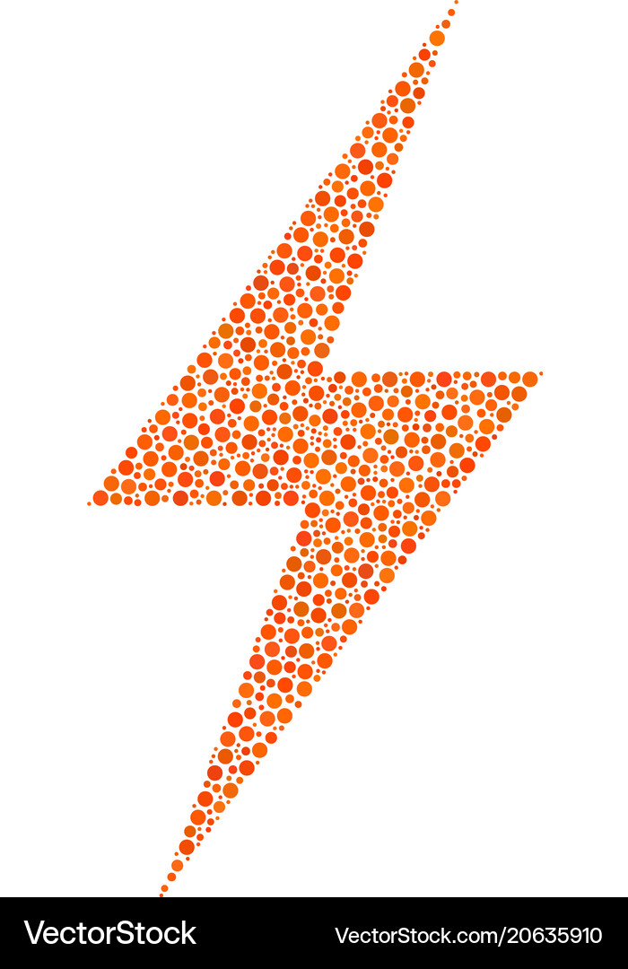 Electric bolt collage of dots Royalty Free Vector Image