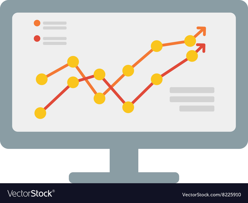 Growing business graph on computer monitor Vector Image
