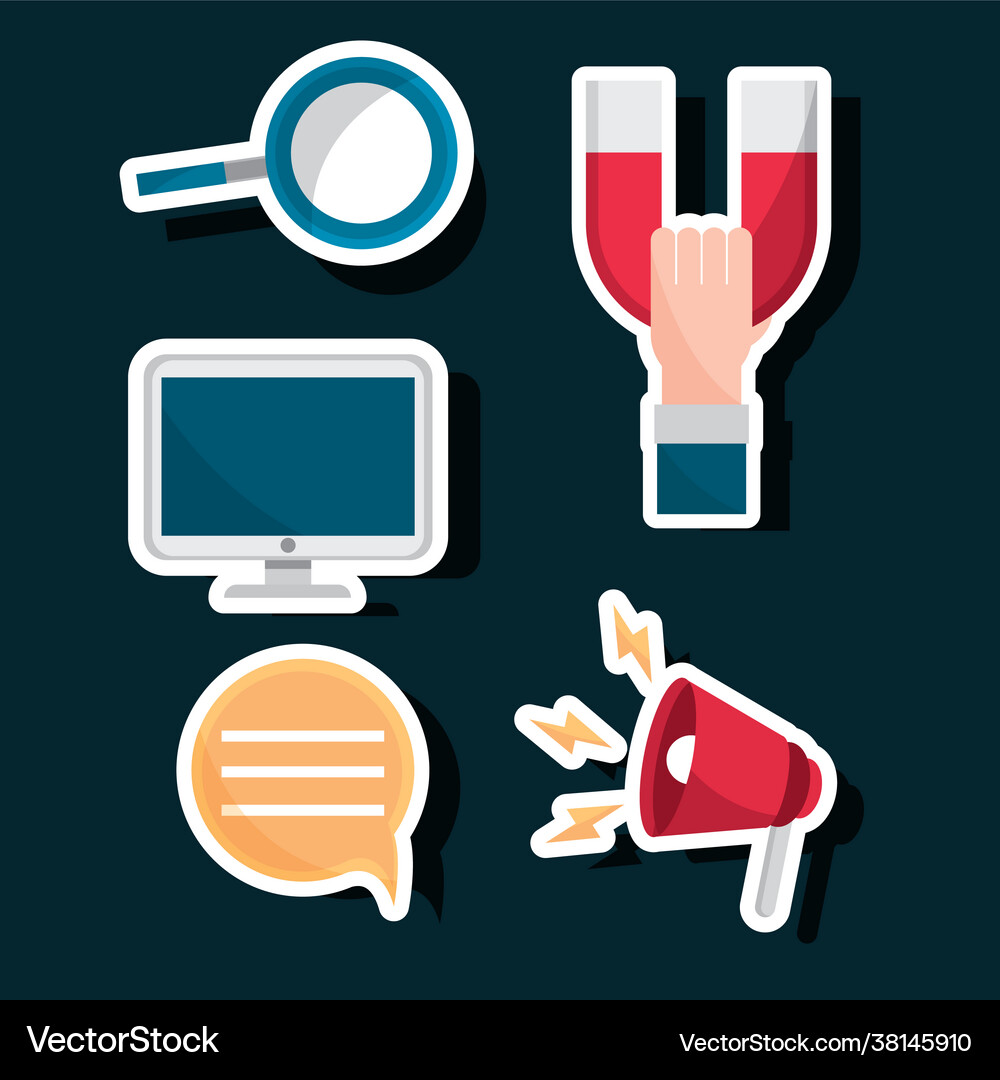 Inbound marketing stickers Royalty Free Vector Image
