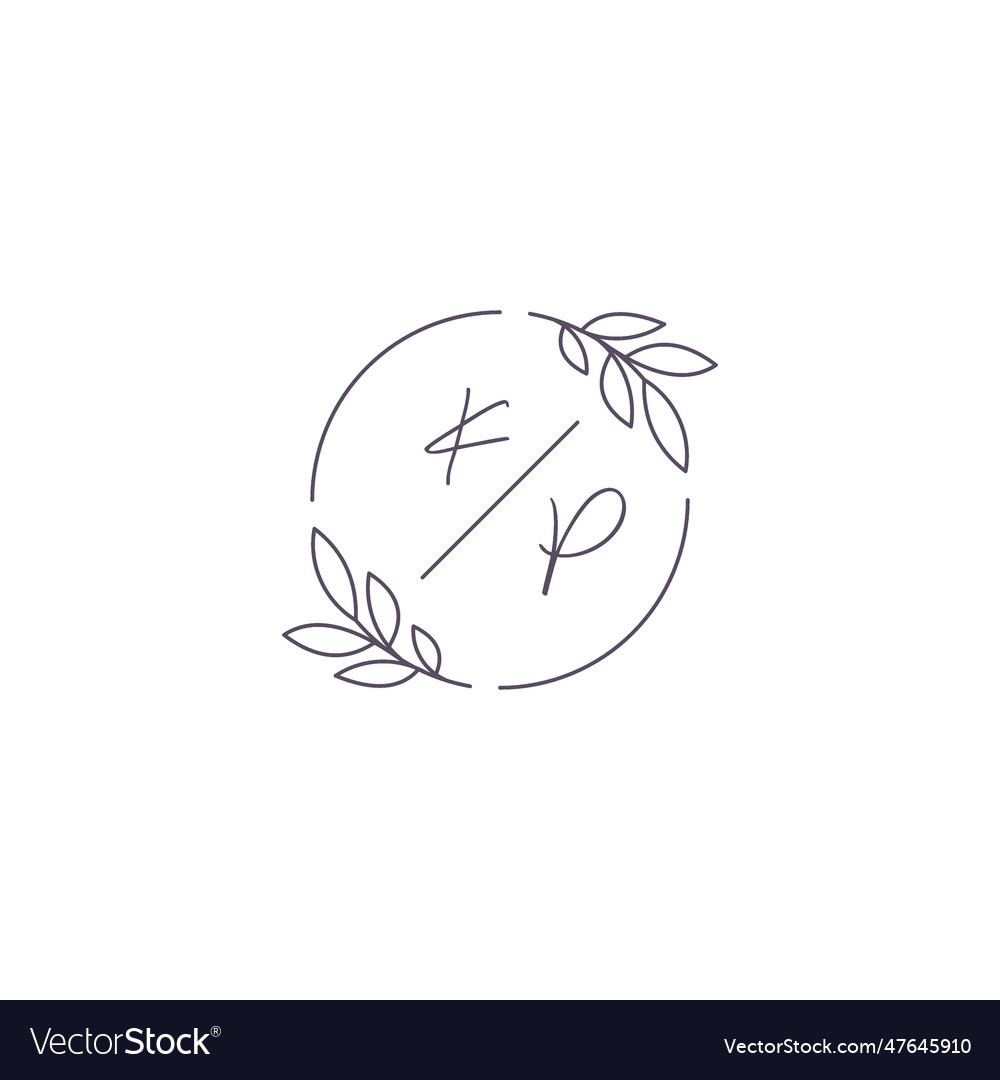 Initials kp monogram wedding logo with simple Vector Image Initials kp monogram wedding logo with simple Vector Image