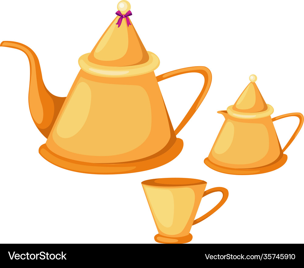 Isolated tea pot set Royalty Free Vector Image