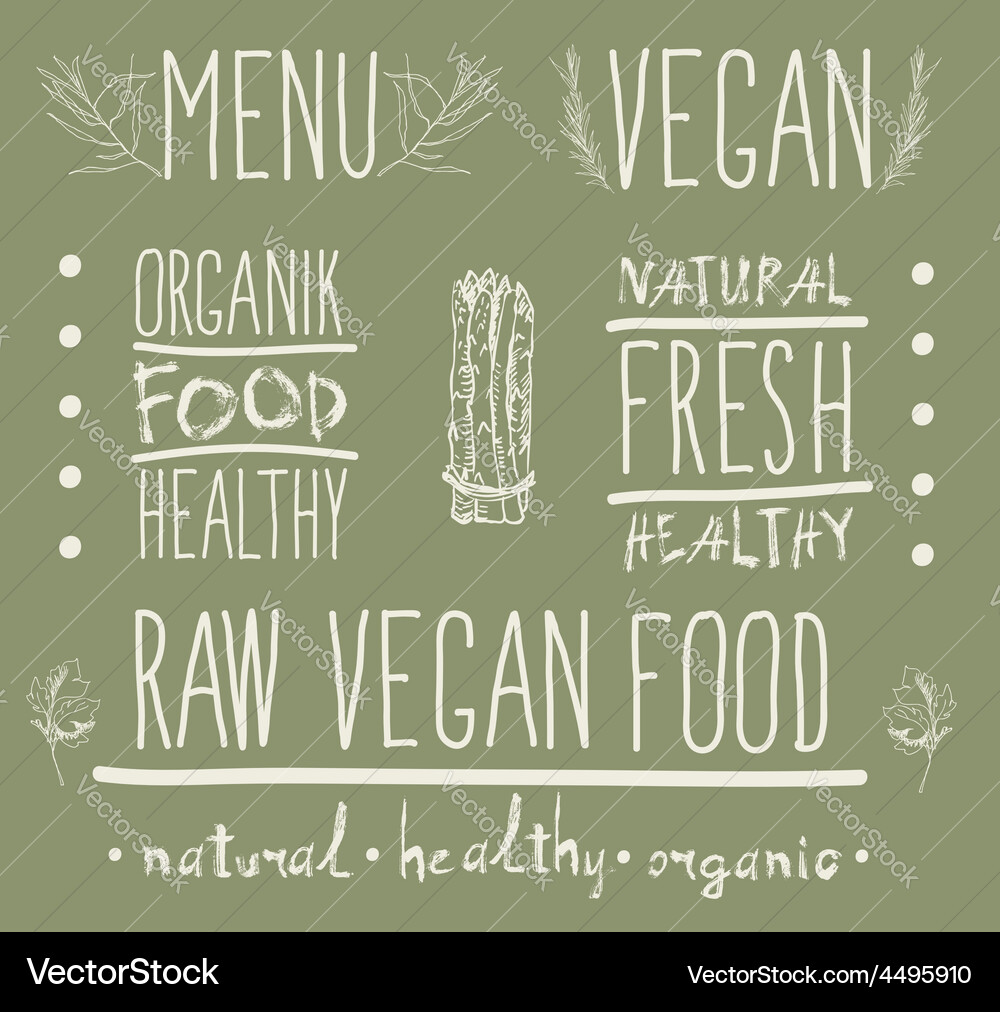 Raw vegan food calligraphy Royalty Free Vector Image