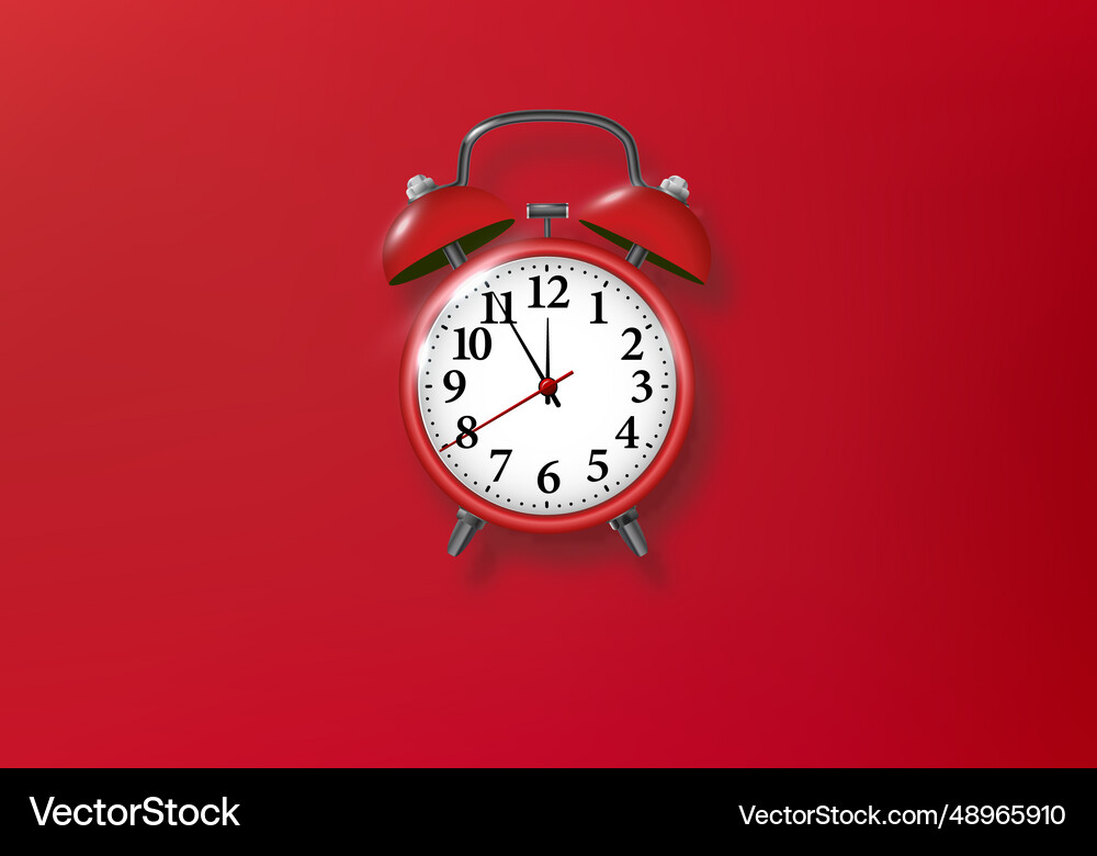 Red alarm clock on background metal Royalty Free Vector