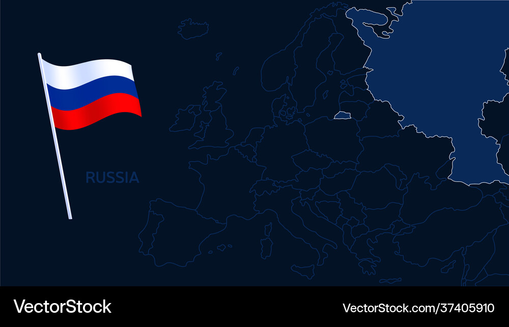 Russia on europe map high quality Royalty Free Vector Image