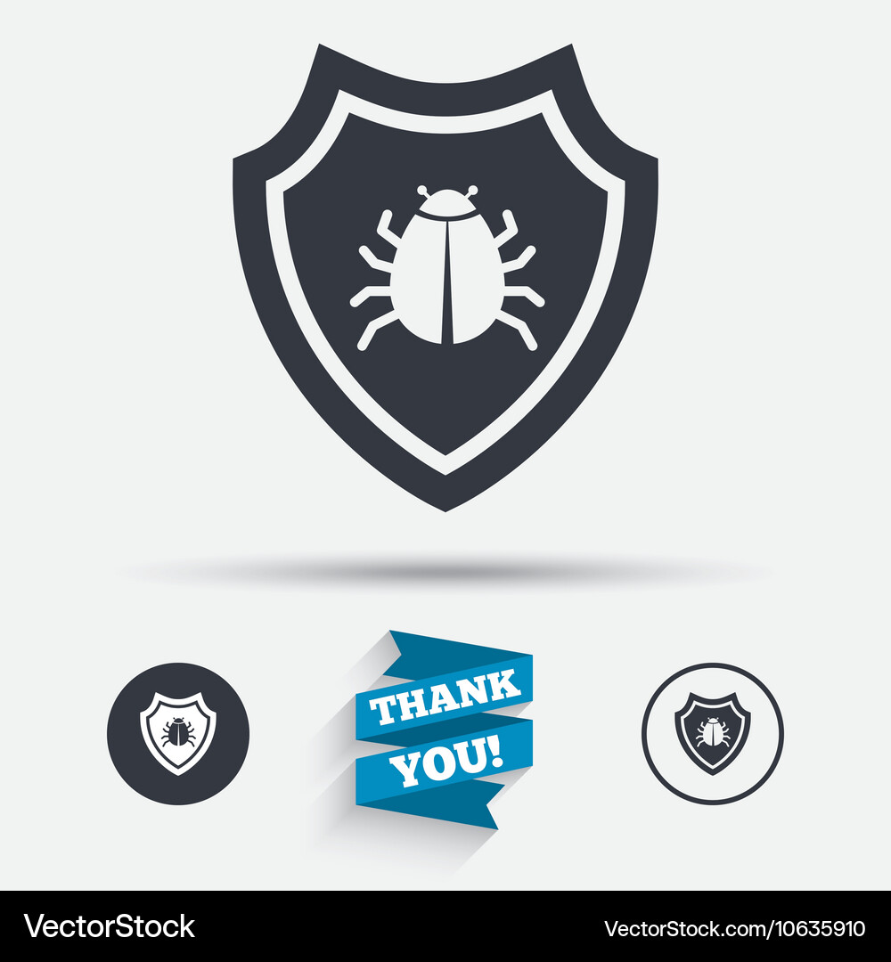 Shield sign icon virus protection symbol Vector Image