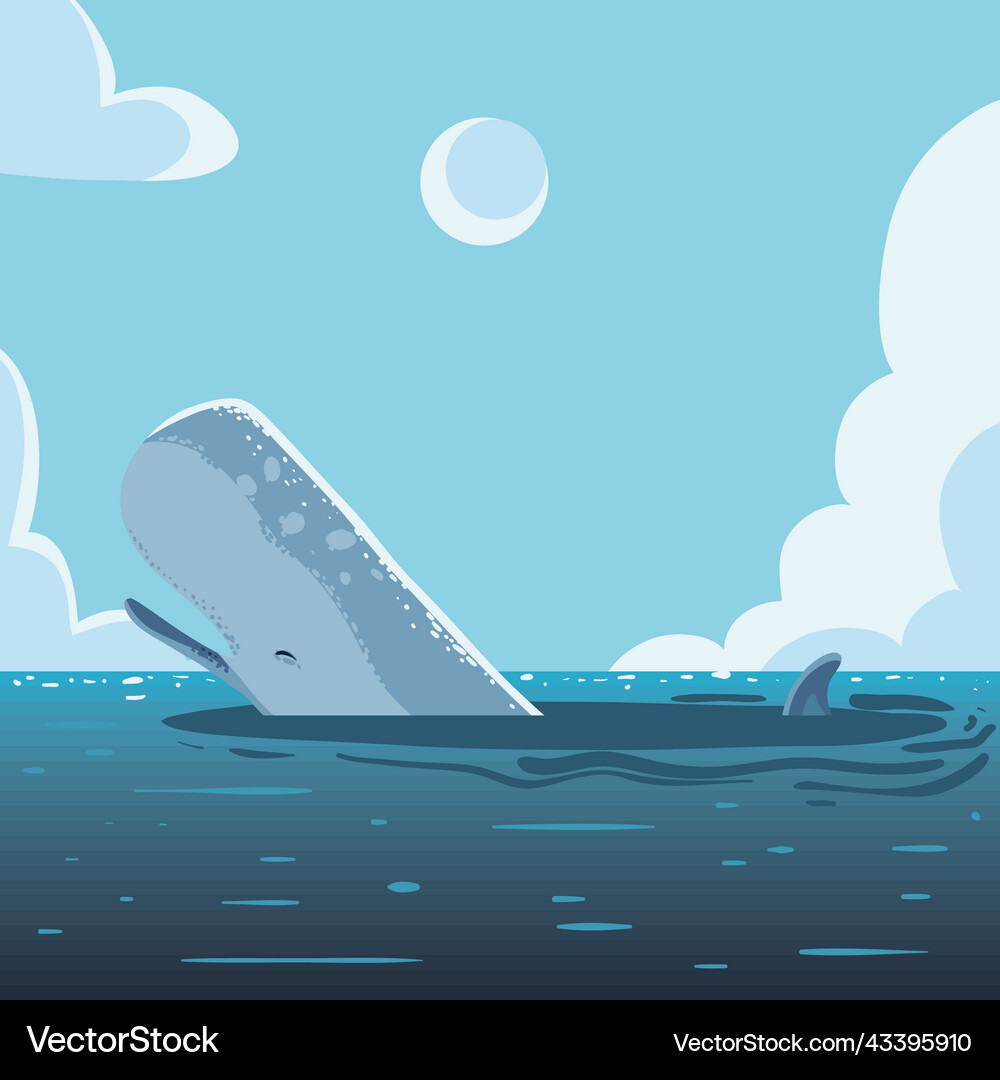 Sperm whale in the surface sea Royalty Free Vector Image