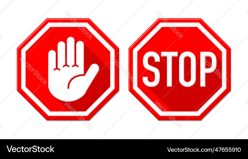 Stop sign with palm hand Royalty Free Vector Image
