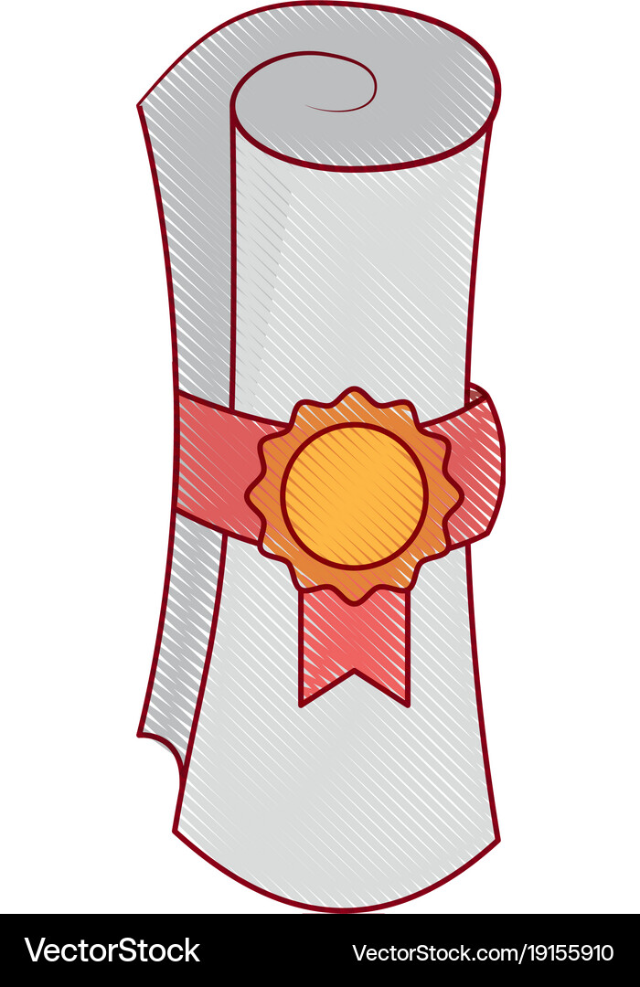 Winner diploma rolled with medal Royalty Free Vector Image