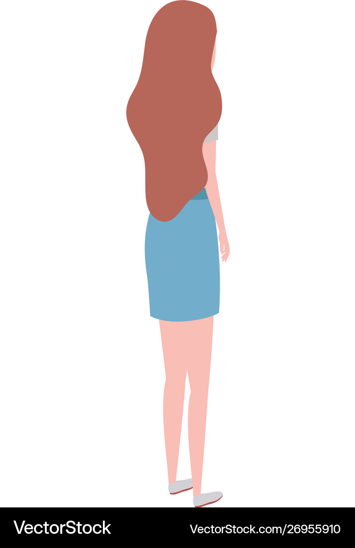 Young woman back position on white background Vector Image