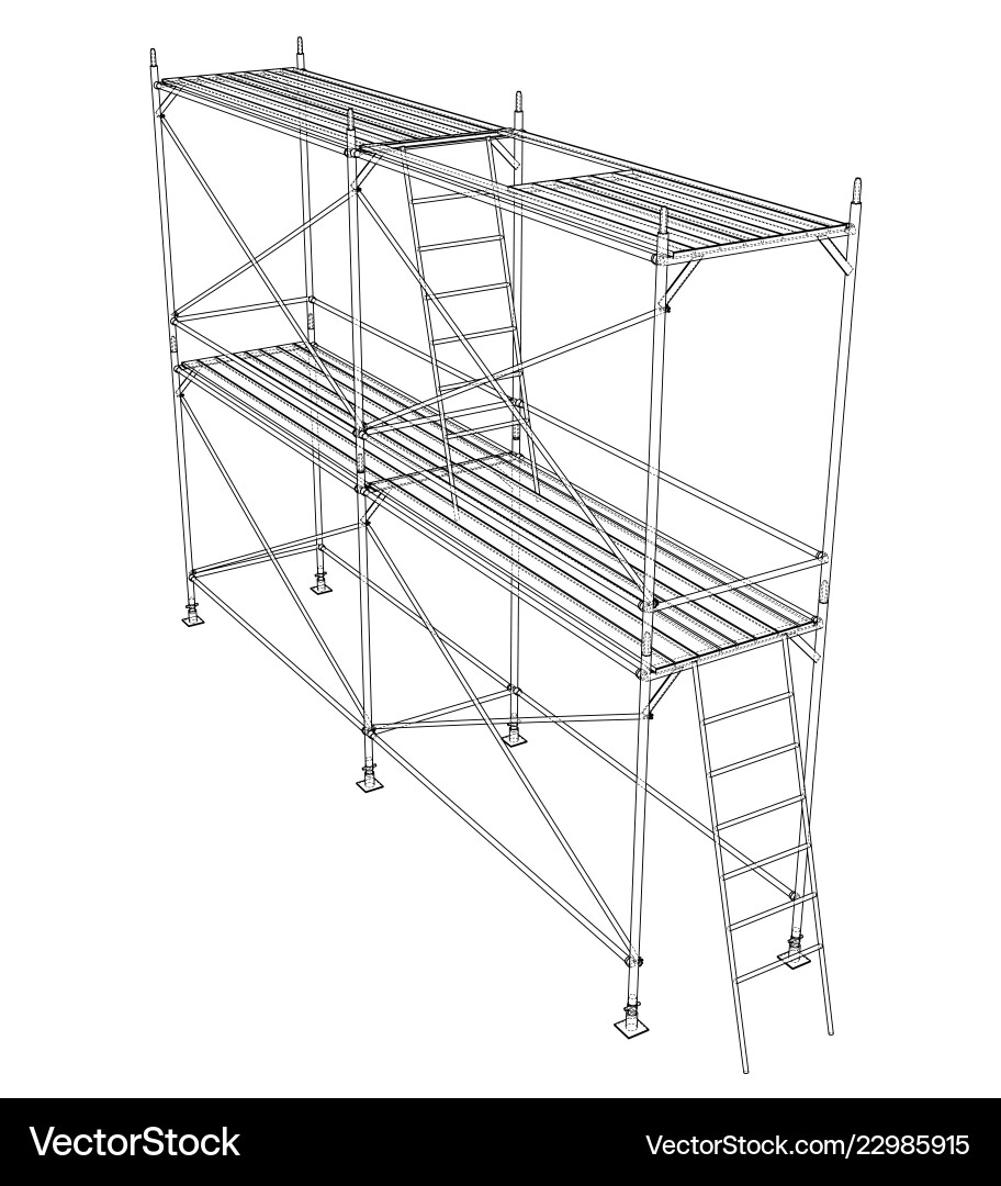 3d outline scaffold rendering of Royalty Free Vector Image