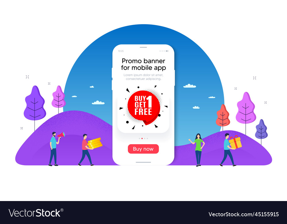 Buy 1 get free sticker discount banner tag Vector Image