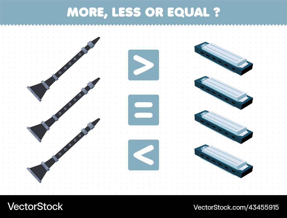 Education game for children more less or equal Vector Image