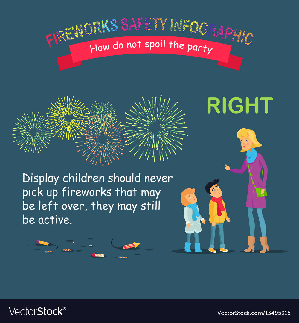 Fireworks safety infographic teaching children Vector Image