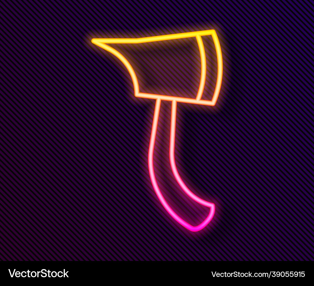 Glowing neon line firefighter axe icon isolated Vector Image