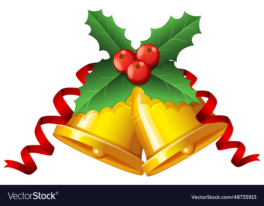Isolated christmas bell with holly ornaments Vector Image