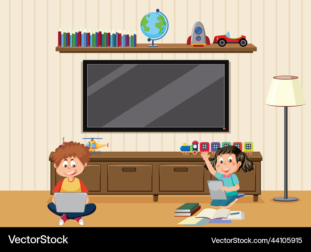 Kids learning online at home Royalty Free Vector Image