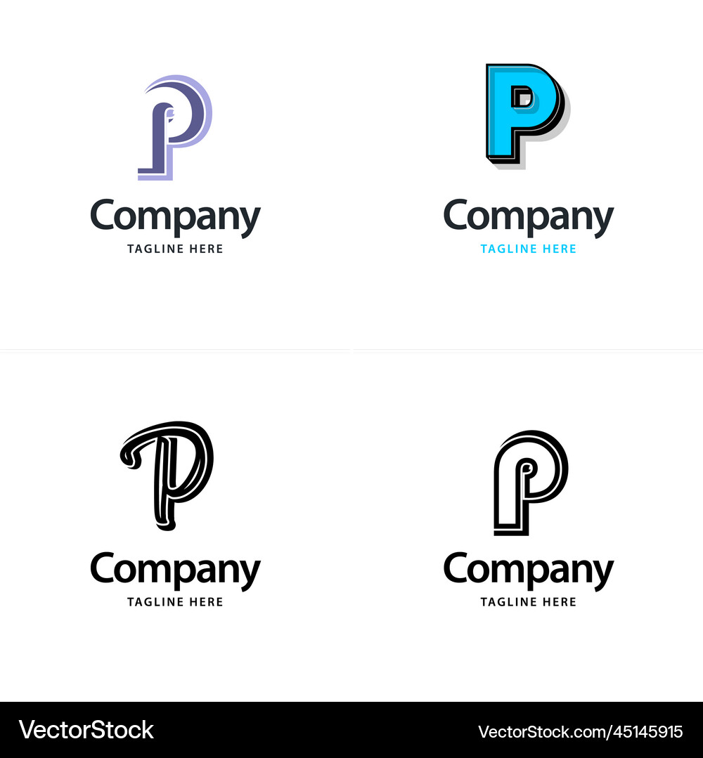 Letter p big logo pack design creative modern Vector Image