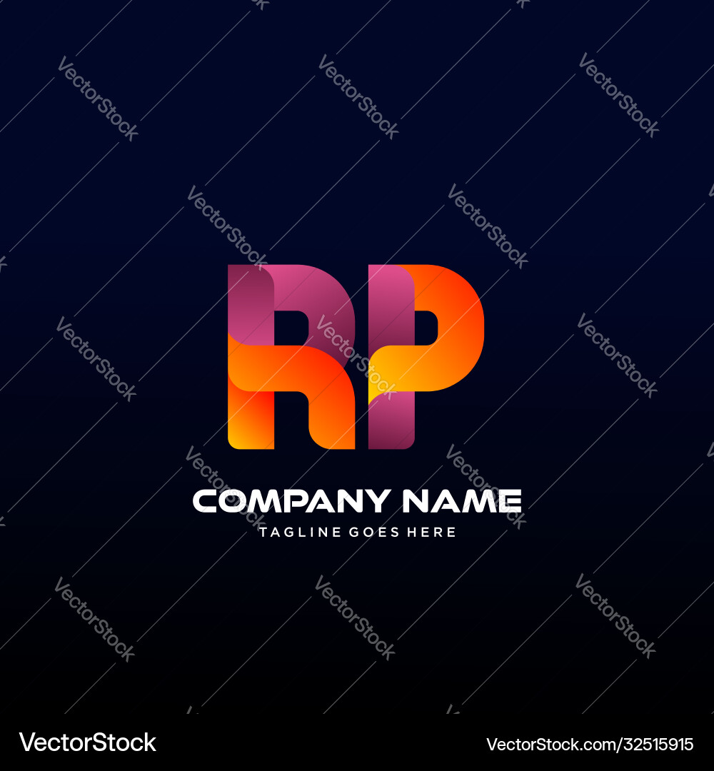 Letter rp initial logo with colorful Royalty Free Vector