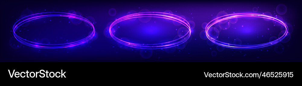 Neon oval frame with shining effects and sparkles Vector Image