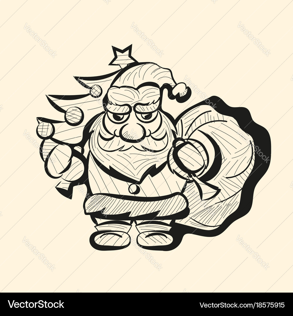 Old santa hand drawn sketch Royalty Free Vector Image
