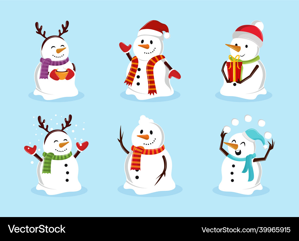 Snowman winter and christmas Royalty Free Vector Image