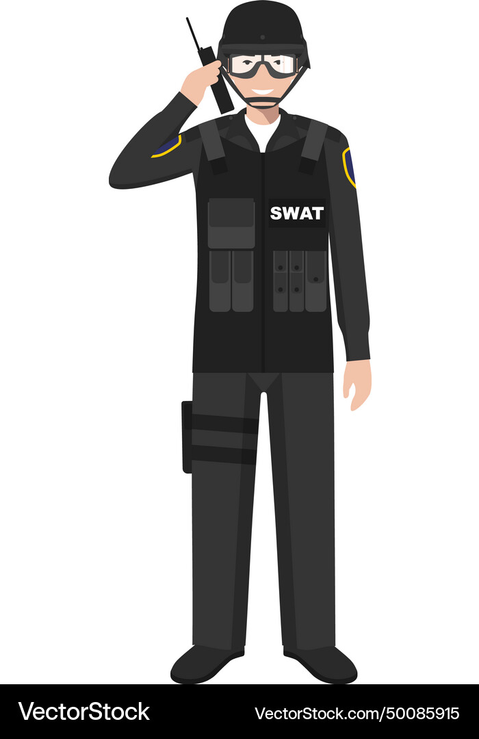 Standing swat policeman officer Royalty Free Vector Image