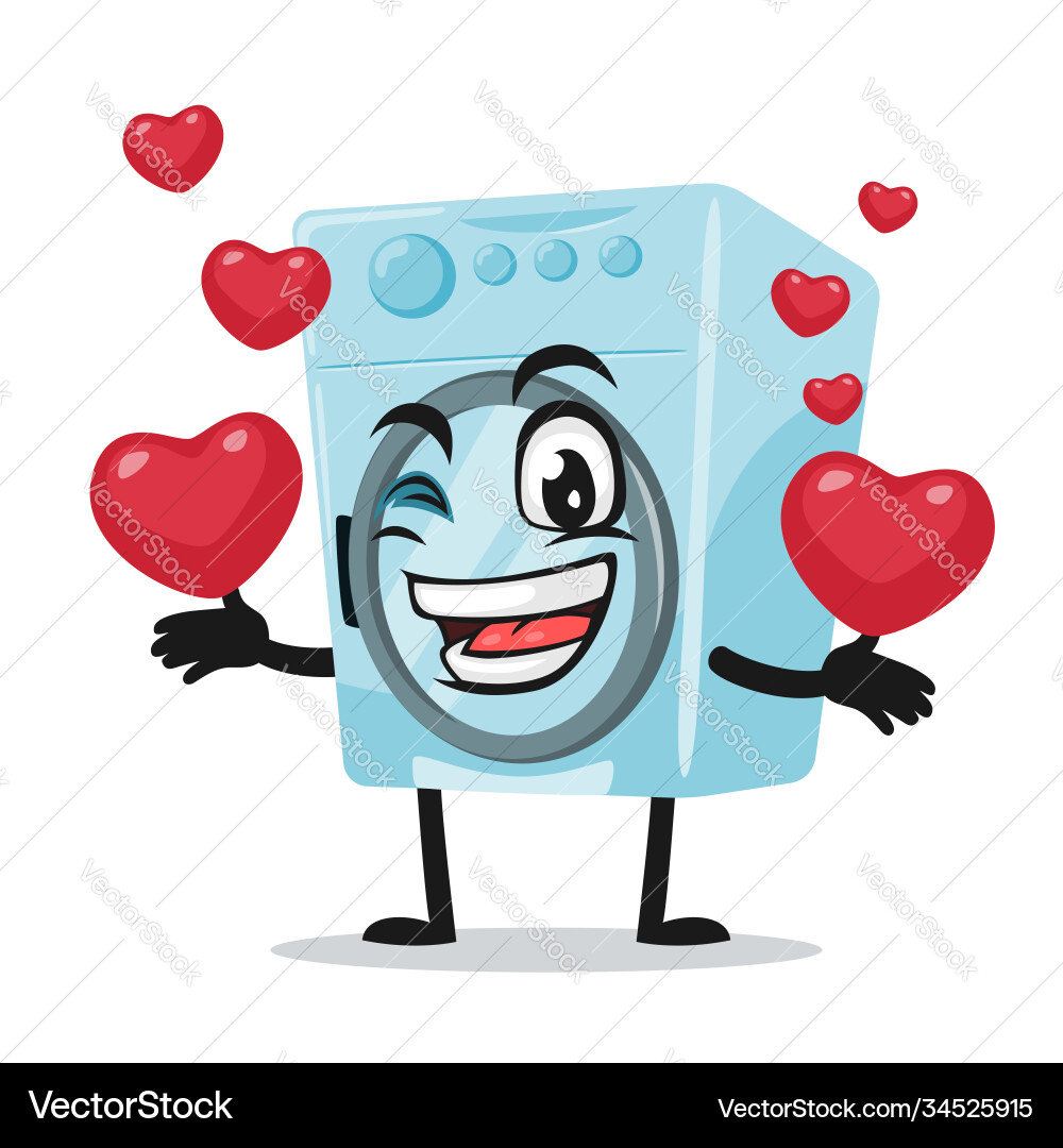 Washing machine mascot or character Royalty Free Vector