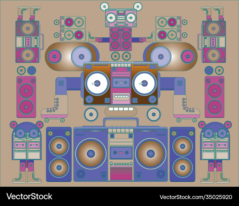 Cartoon ghetto blaster music Royalty Free Vector Image