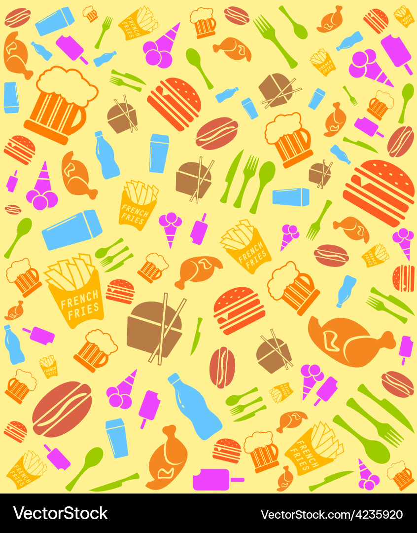 Colorful fast food background Royalty Free Vector Image