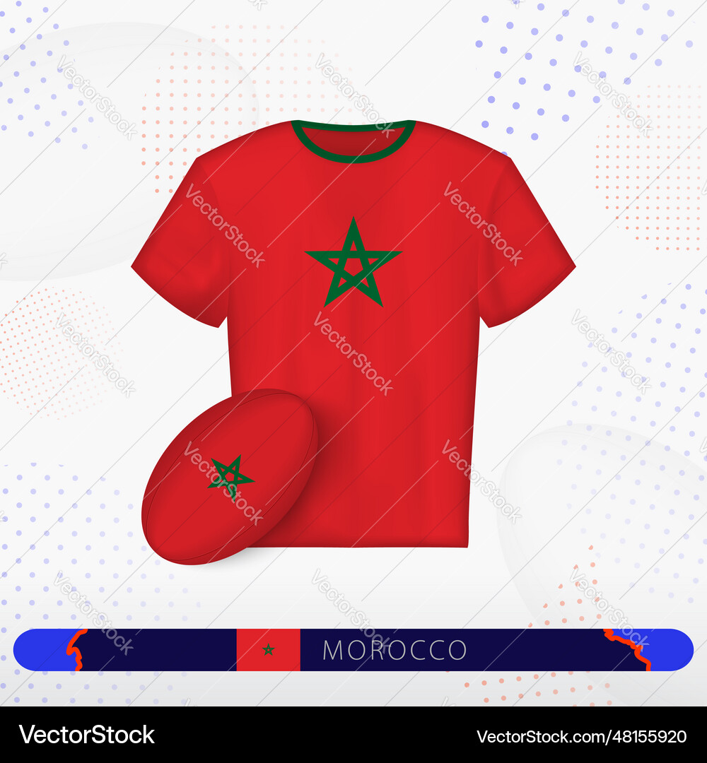Morocco rugby jersey with ball Royalty Free Vector Image