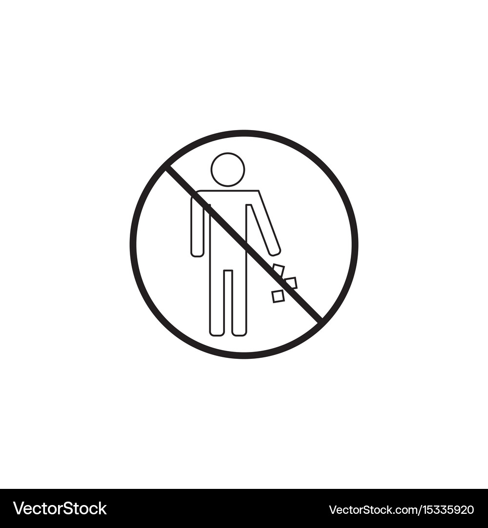 No littering line icon trash prohibited sign Vector Image